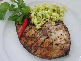 Grilled Tanguigue (Spanish Mackerel) Steaks with Green Mango Relish ...